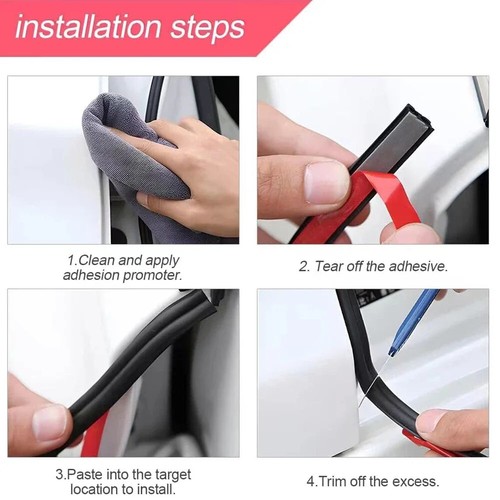 B Shape Car Rubber Seals Sticker Sound Insulation Sealing Protector ...