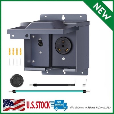 30 Amp RV Power Outlet Box with Breaker, 125V NEMA TT-30R RV Outlet ...