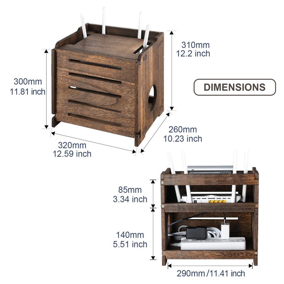 Wooden Wireless WiFi Router Storage Box Modem Router Cover Wood Shelf ...