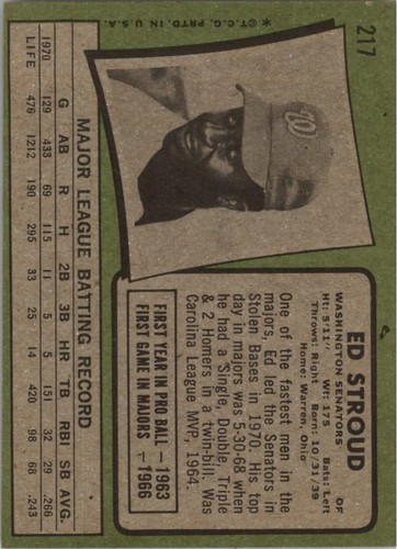 1971 Topps #217 Ed Stroud - EX | eBay