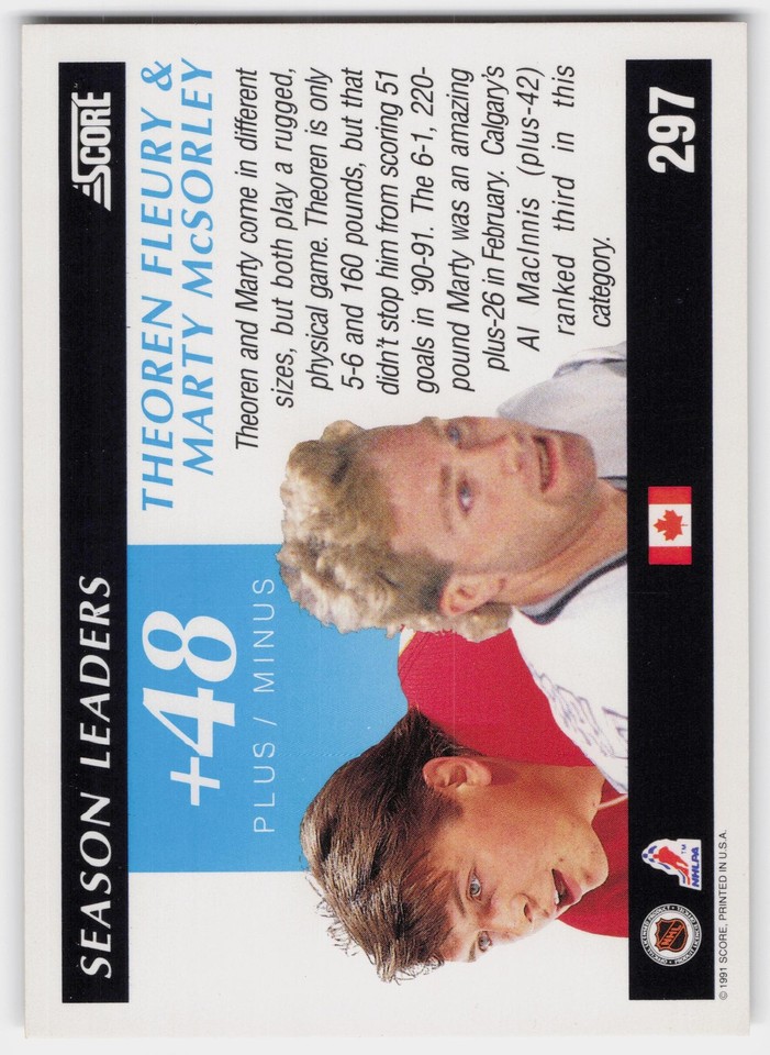 1991-92 Score American #407 Theoren Fleury / Marty McSorley SL | eBay