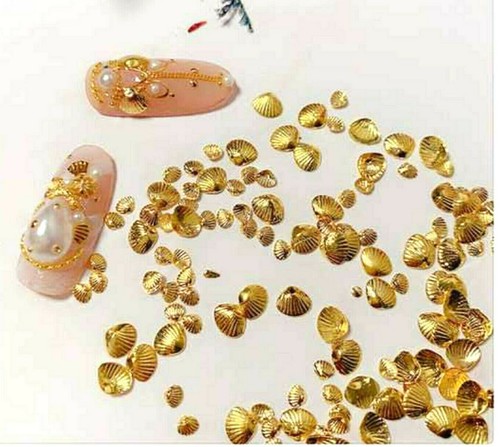 20pcs 3D Gold Nail Art Metal Ocean Sea Shell Starfish Clams Studs ...