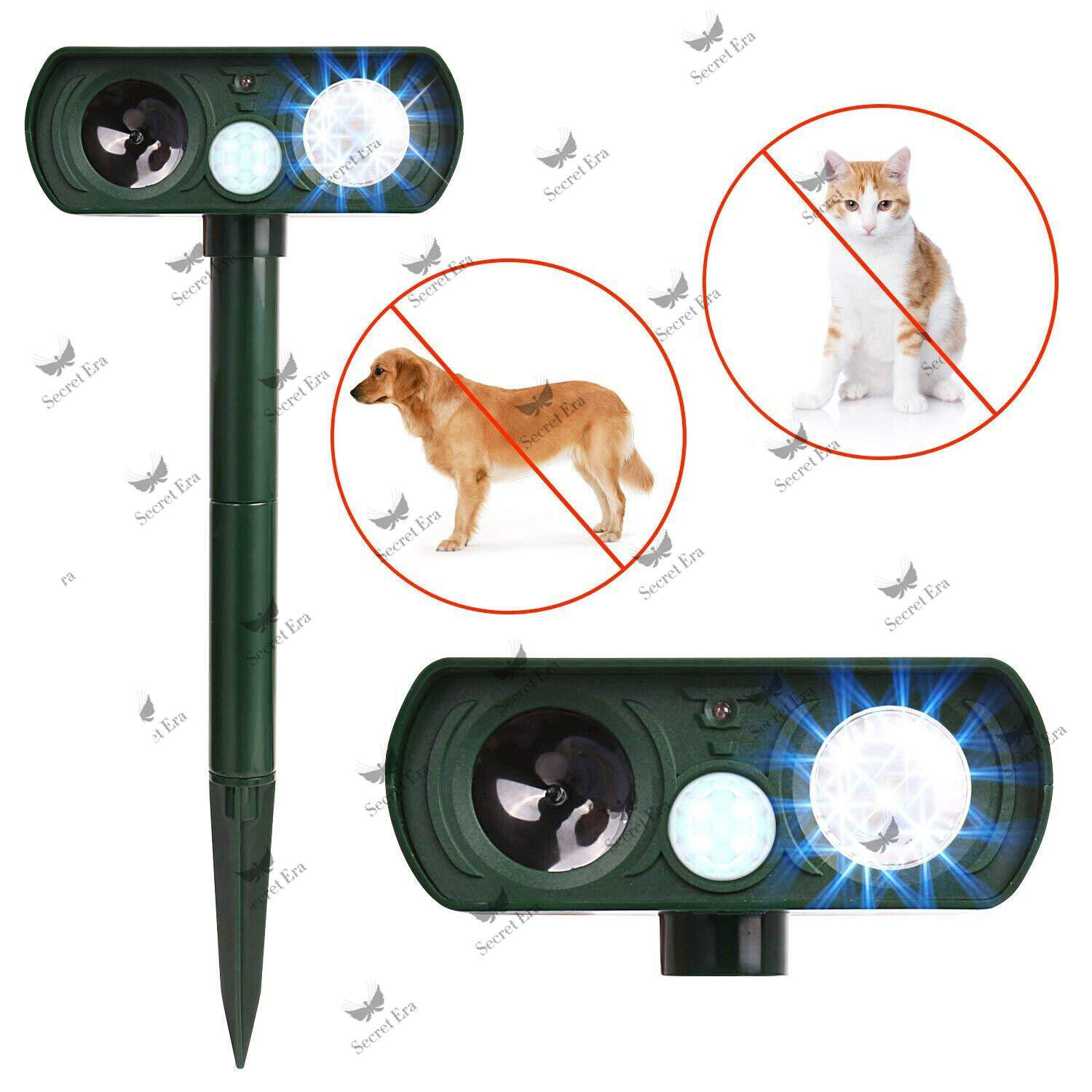 2 x ULTRASONIC SOLAR CAT DOG REPELLENT FOX PEST SCARER DETERRENT ...