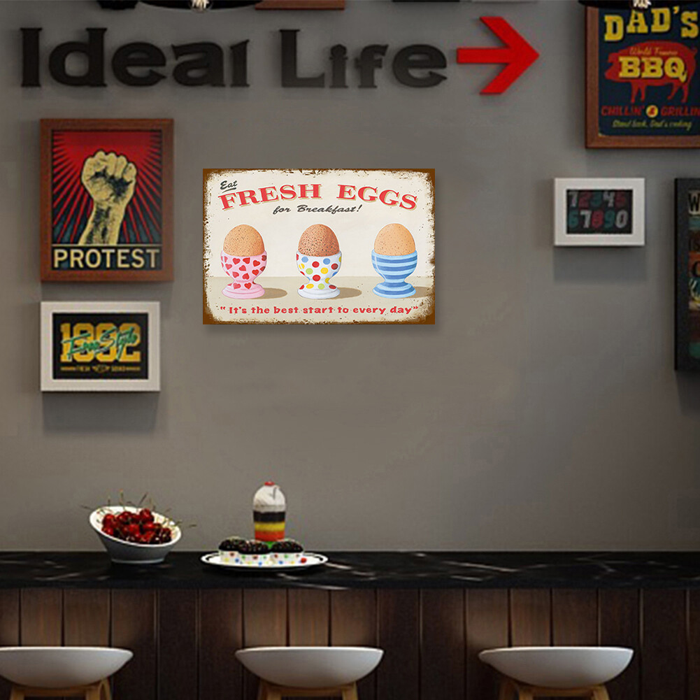 Rectangular Tin Drawing Egg Metal Plate Painting Wall Club Home ...