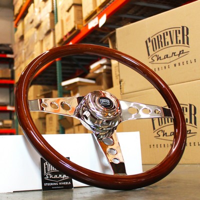 18" Polished Chrome Steering Wheel for Big Rigs w/ Dark Wood Grip | eBay