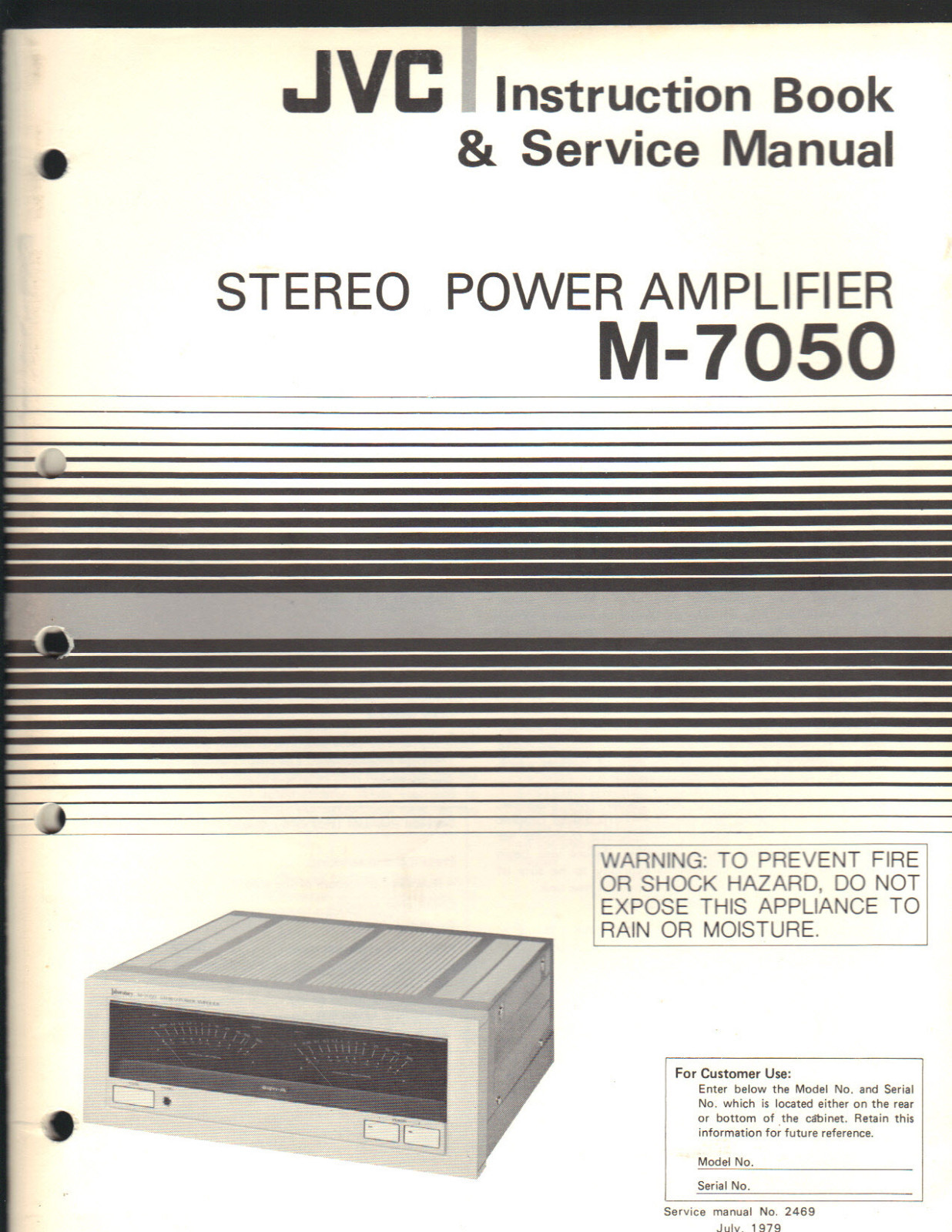 Service Manual JVC M-7050 stereo power amp amplifier Repair book ...