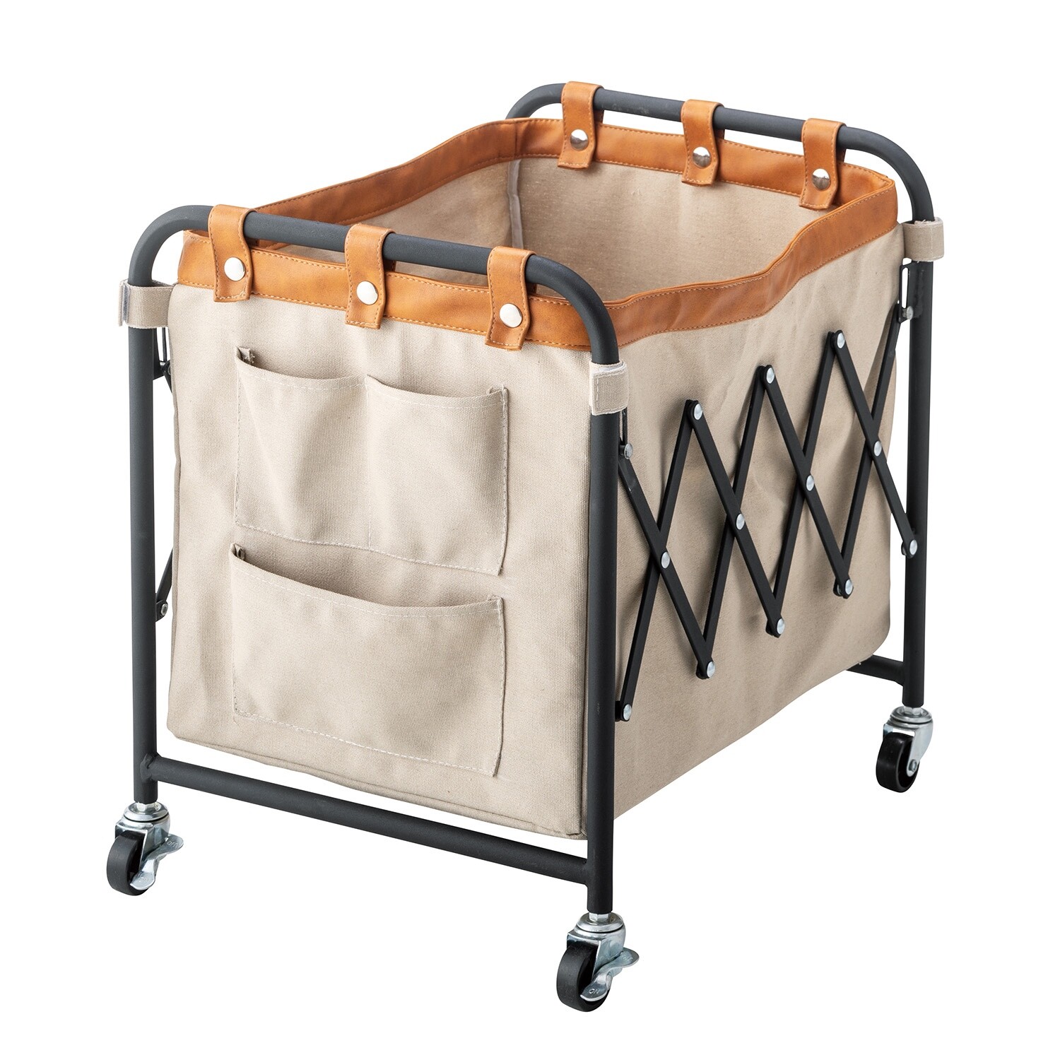 Rolling Cotton Basket Collapsible Storage Cart Side Wagon MIP-96IV ...