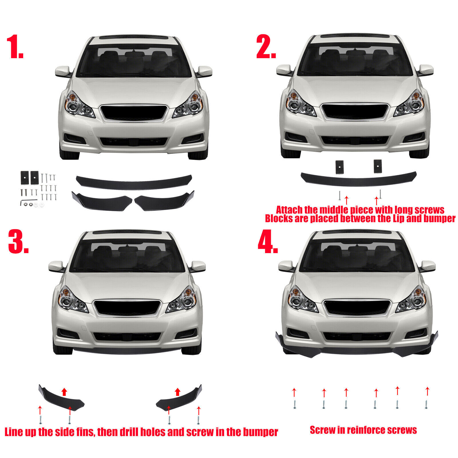 Gloss Black Front Bumper Lip Chin Spoiler Spliter Body Kit Universal ...