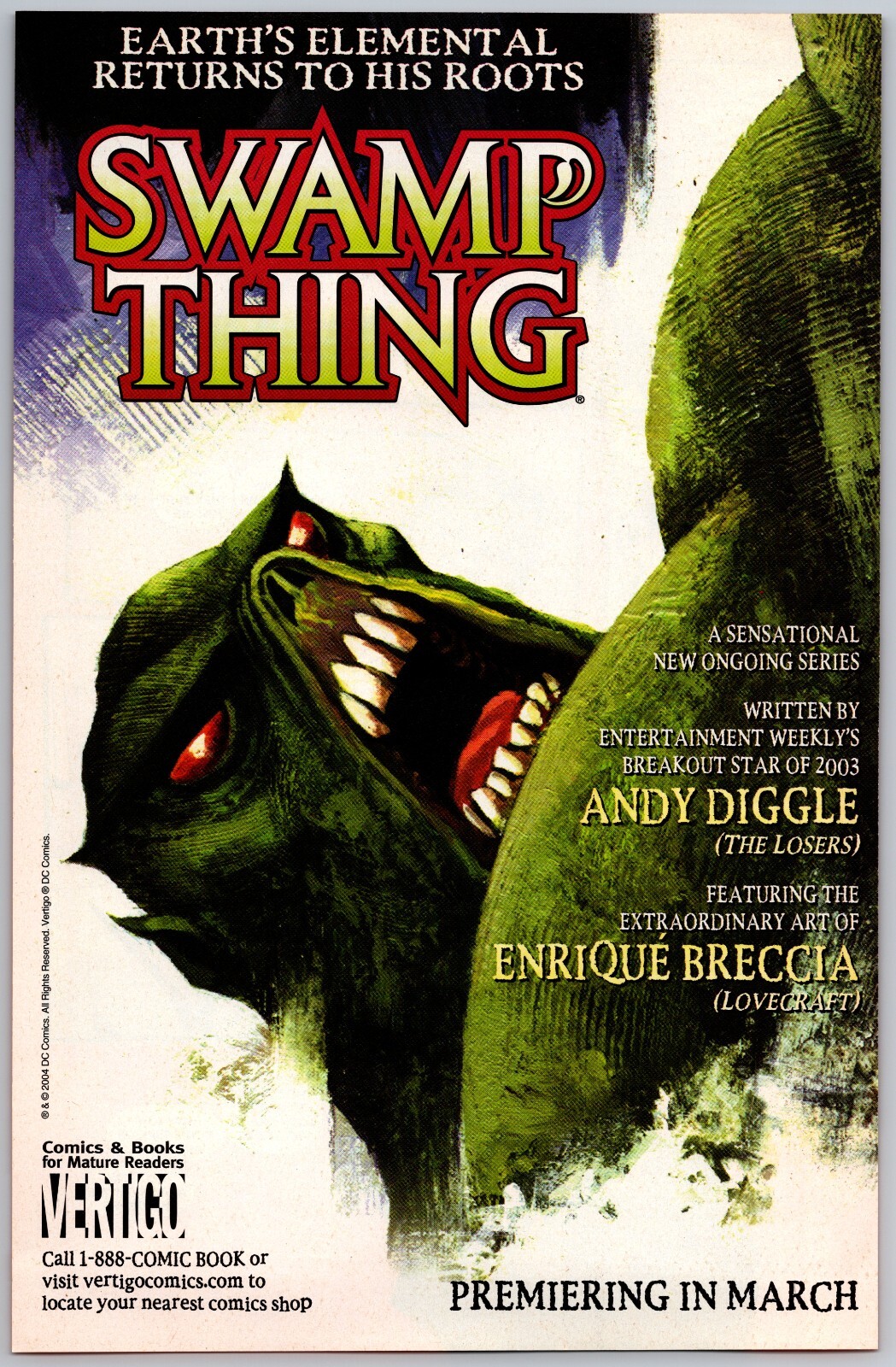 Swamp Thing #1 Print Ad Comic Poster Art PROMO Original Enrique Breccia ...