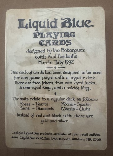 1992 Liquid Blue Playing Cards Grateful Dead by Ian Bohorquez Original ...