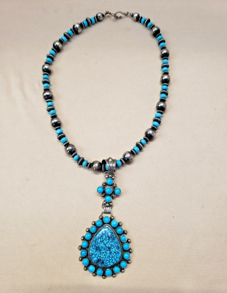 Geneva Apachito Navajo Sterling Silver Birdseye Kingman Turquoise ...