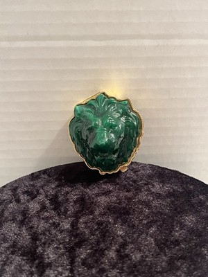 1973 Estee Lauder Dynasty Solid Perfume Azuree Jade Green Lion Head ...