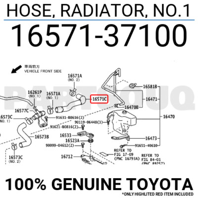 1657137100 Genuine Toyota HOSE, RADIATOR, NO.1 16571-37100 | eBay