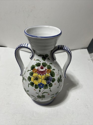 Castelli L Pardi Flower Hand painted Vase 10” Tall Signed By L.Parali ...