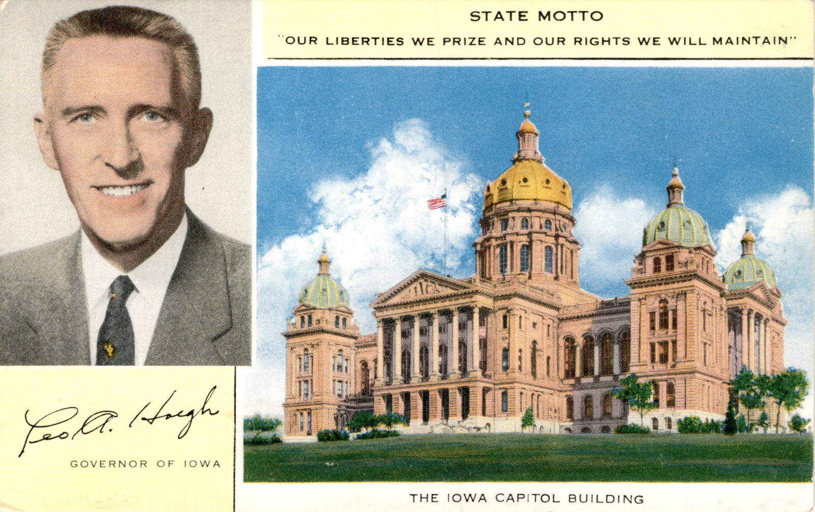 Governor of Iowa, State Motto, Iowa Capitol Building, Leo A. Hoegh ...