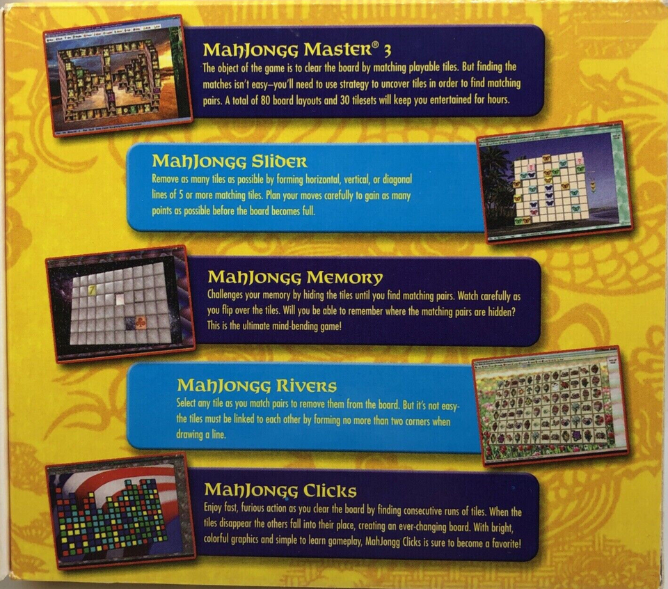 eGames MahJongg Variety Pack (PC, 2002) - NIB Windows 95/98/ME 2000/XP ...