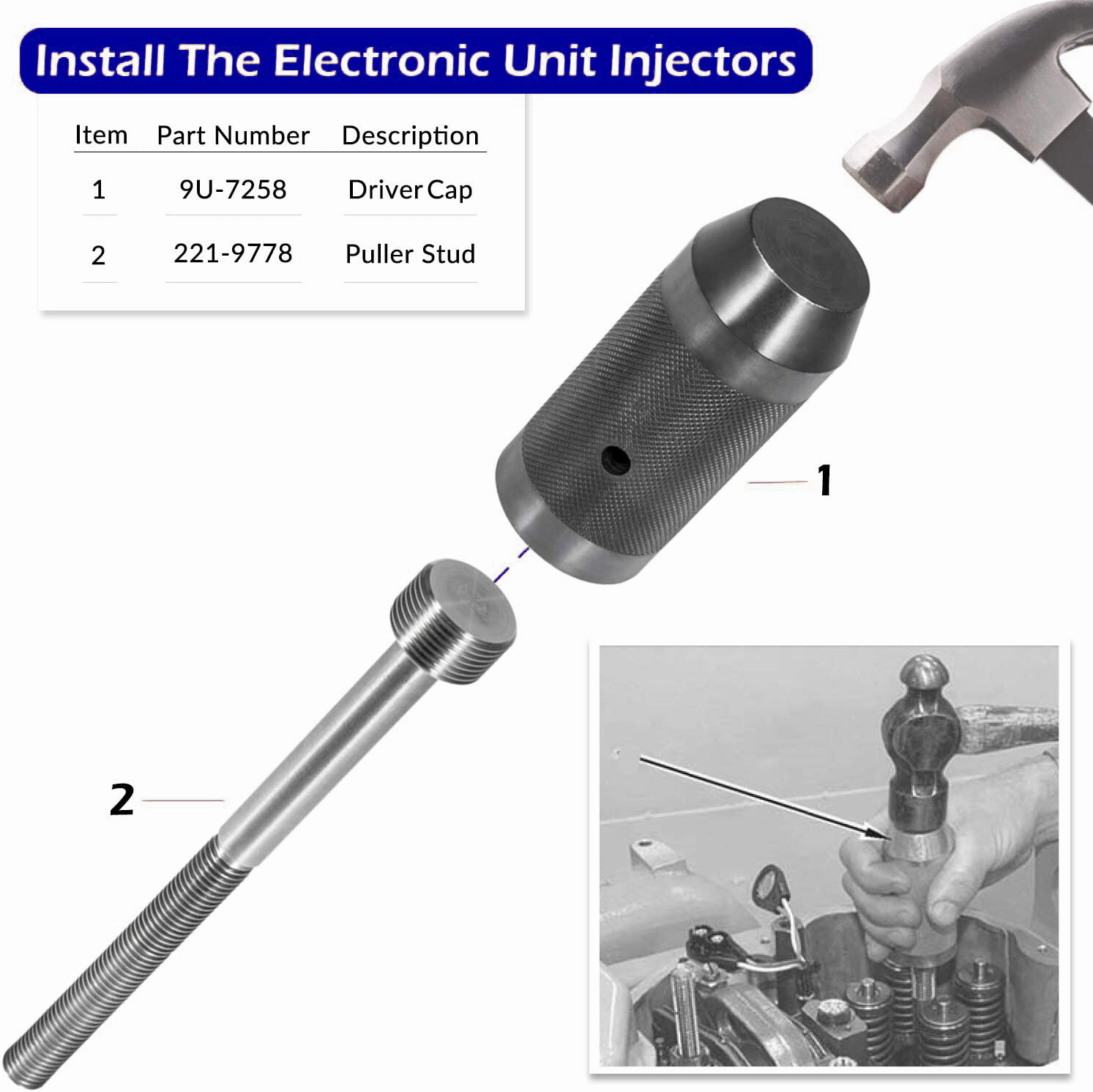 9U-6891 Injector Sleeve Remover Installer Tool Set For CAT 3406E C10 ...