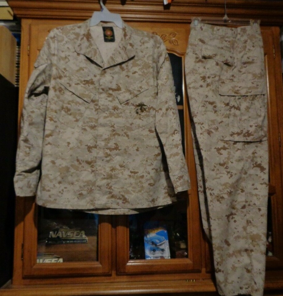 USMC MARPAT DESERT TAN Combat SHIRT PANT SET MCCUU LARGE REGULAR ISSUED ...