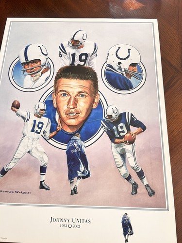 JOHNNY UNITAS NFL BALTIMORE COLTS GEORGE WRIGHT 25X19 PRINT 🔥 | eBay