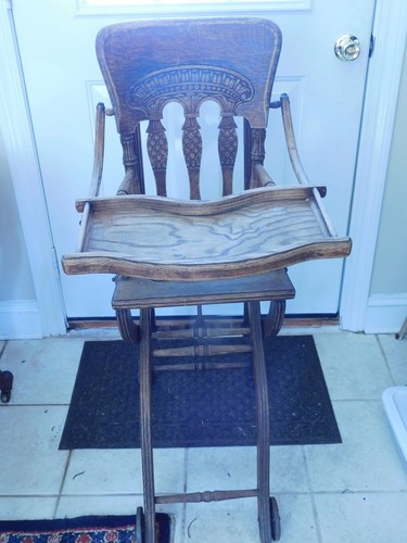 Victorian Wooden High Chair Converts to a Rocker | eBay