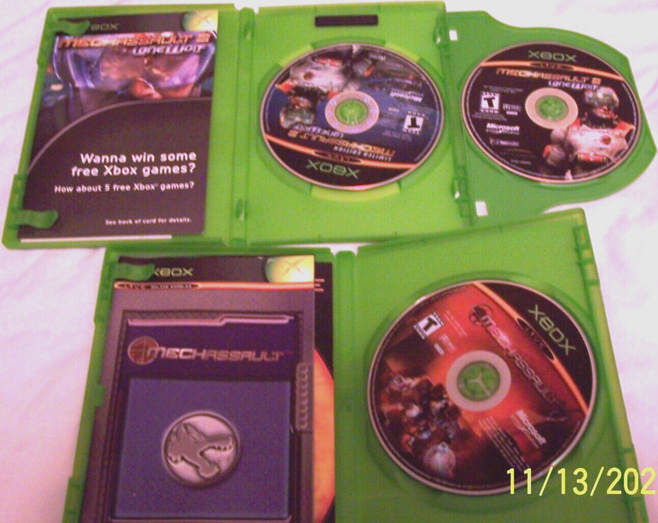 Lot of 2 Original Xbox Mechassault 1 & 2 games with Official Strategy ...