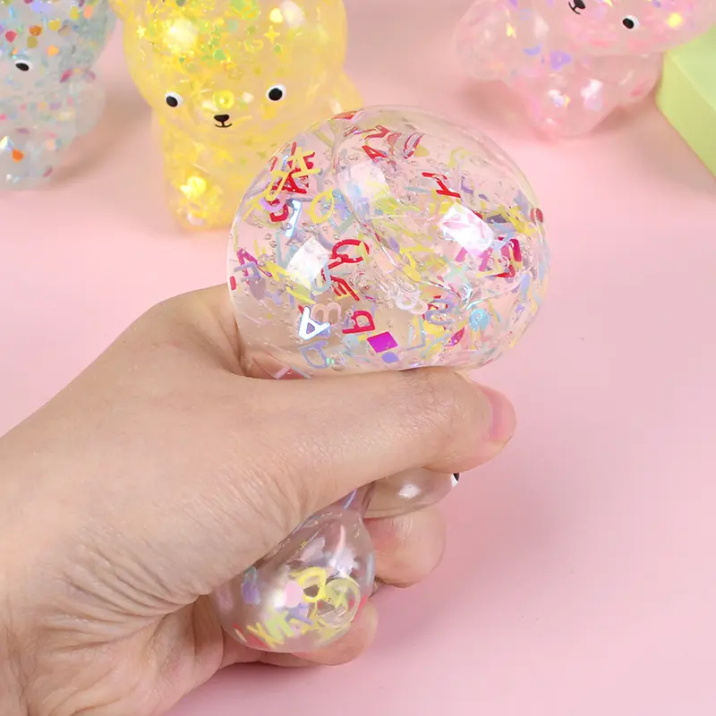 1 Dozen Glitter Teddy Bear Squishy Fidget Toy Stress Relief Relax ...