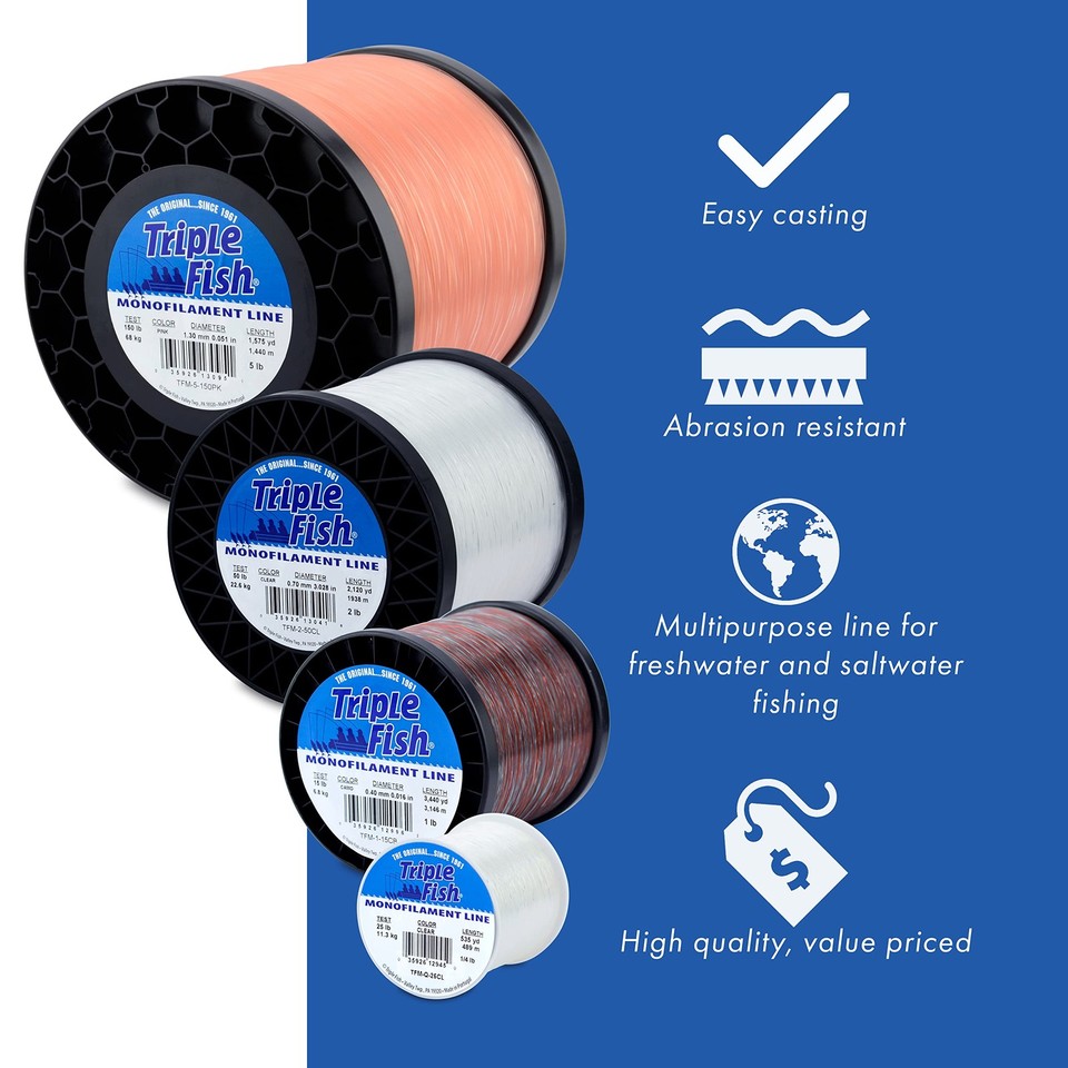 Triple Fish Monofilament Fishing Line 30lb 0.55mm Camo 3520yd | eBay