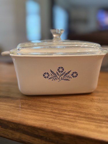 VINTAGE CORNING WARE BLUE CORNFLOWER,P-4-B 1 1/2 QT. RARE STAMP EARLY ...
