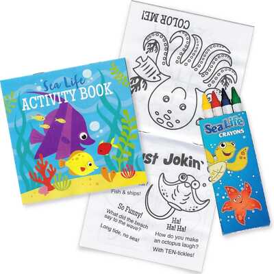 Sea Life Activity Sets Books Crayons Pk of 12 Under the Sea Ocean Party ...