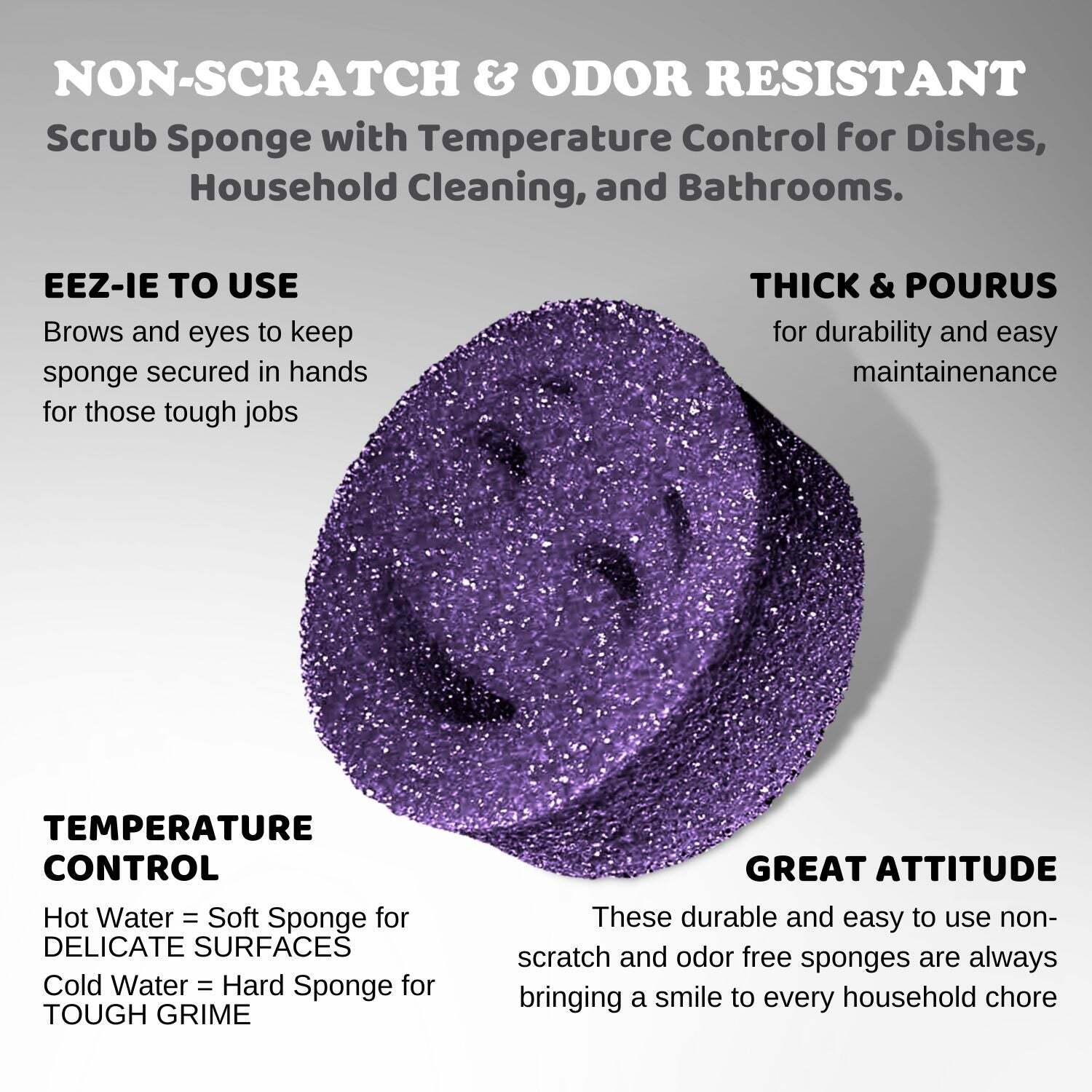 Original Scrub Moji Scrubbing Sponge (Set of 3) - Purple Temperature ...
