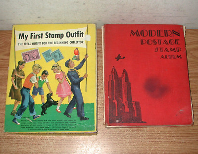 1935 SCOTT MODERN POSTAGE STAMP ALBUM & 1960 MINKUS MY FIRST STAMP ...
