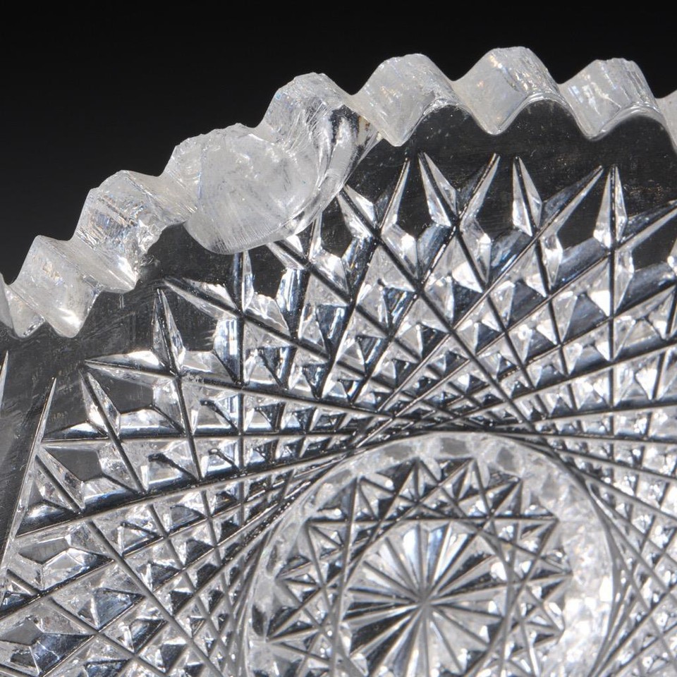 Antique Brilliant Cut Etched Glass Centerpiece Punch Bowl On Stand 2p ...