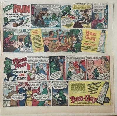 2 1940s Sunday newspaper ads for Ben-Gay - Peter Pain vs snow shoveler ...