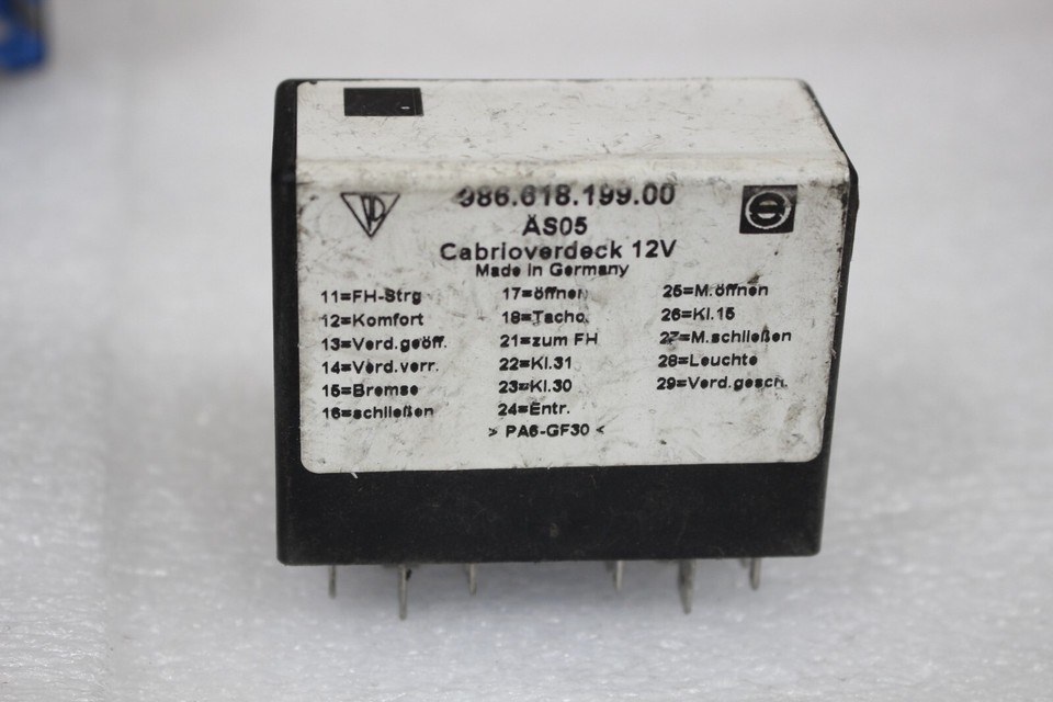 Porsche 986 Boxster Convertible Soft Top Relay Roof Control Unit Module ...