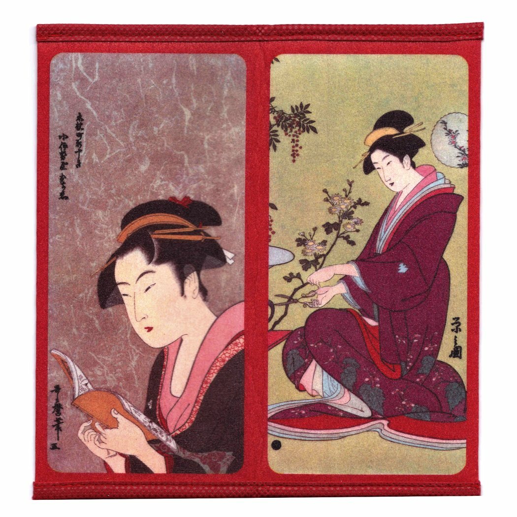 JAPANESE GEISHA WALLET Paper Bi-Fold Checkbook Cover Ukiyo-e Asian ...