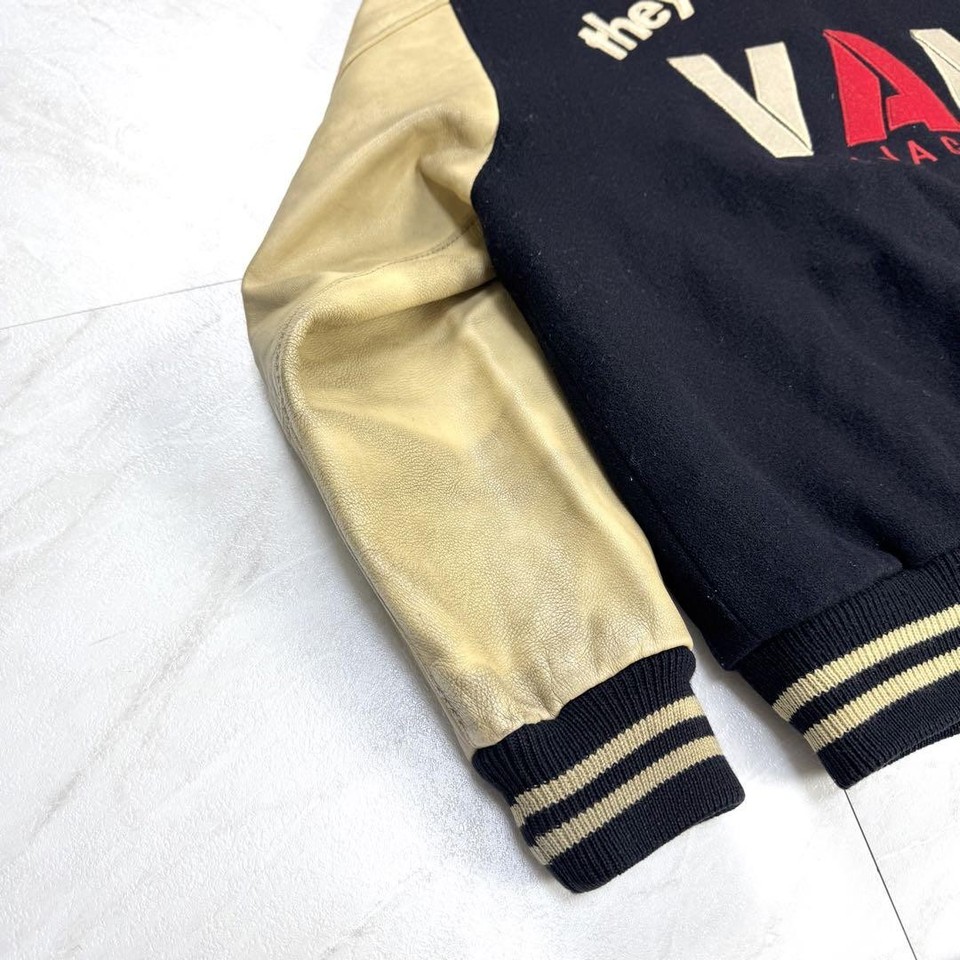 Rare Van Jacket Varsity Sleeve Leather Arch Logo Emblem Cowhide L No ...