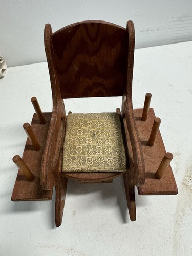 Vintage Wooden Rocking Chair Pin Cushion Sewing Thread Spool Holder | eBay