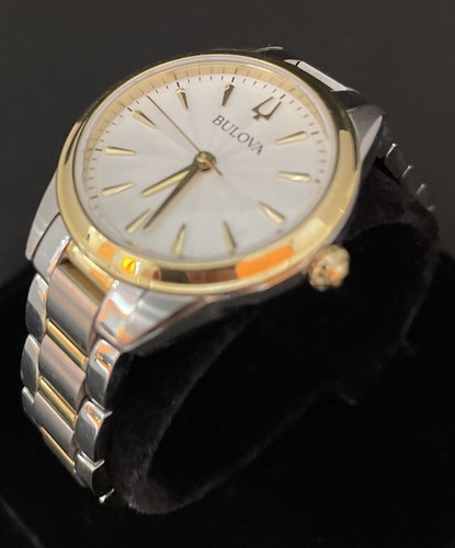 Bulova Women's Watch 98L277 Quartz Silver Dial Two Tone White Band ...