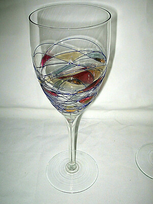 Romania Milano Style Mosaic Wine Stemware GLASS HAND PAINTED 10 5/8 HTF ...