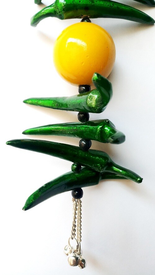 Lemon & Chili Nimbu Mirchi Antique Lucky Charm Evil Eye Metal Hindu ...