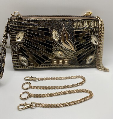 Trendy Vintage Style Clutch Purse With Strap Extender And Wristlet. | eBay