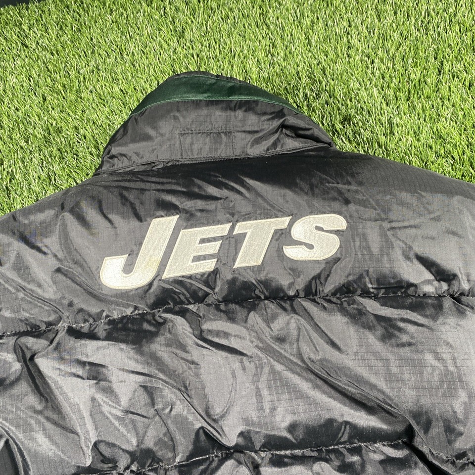 VTG New York Jets Pro Player Puffer Jacket Mens Large USA Black Down ...