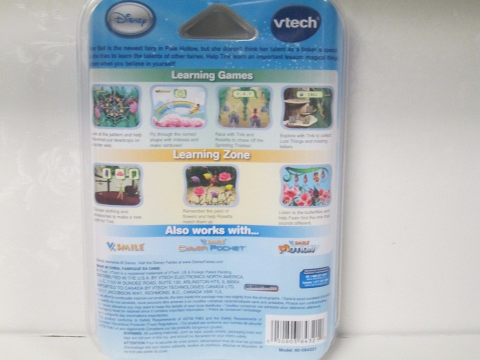 VTECH VSMILE POCKET TINKERBELL DISNEY FAIRIES GAME CARTRIDGE AGES 4-6 ...
