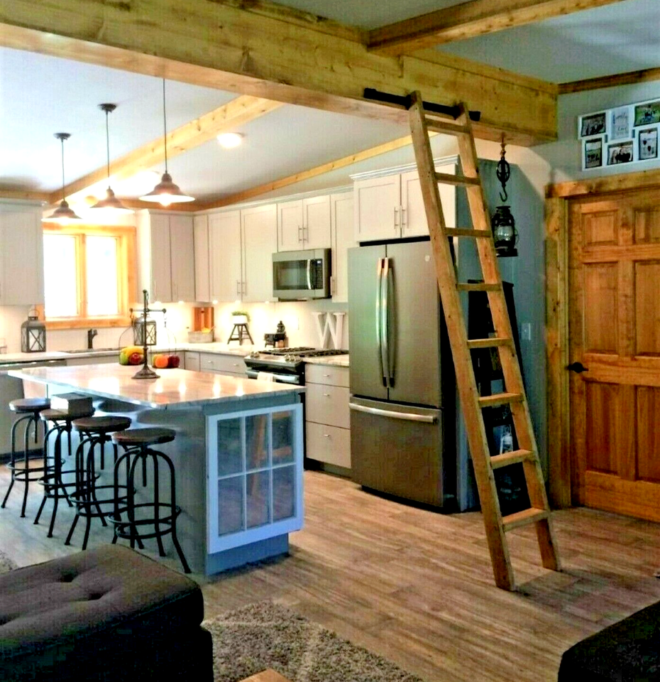 8ft Tall-FULLY ASEMBLED-natural stain LADDER plus MOUNTNG KIT-3ft Rail ...