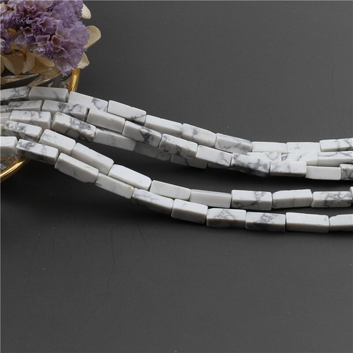 10 Strand 4x13mm Natural Howlite Stone Tube Cuboid Loose Beads Jewelry ...