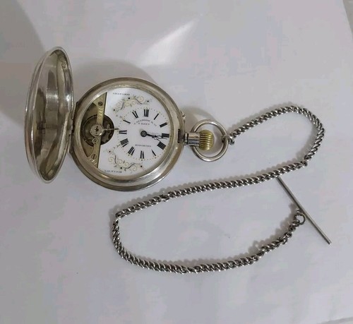 Antique J Ullmann & Co. Pocket Watch 18S-Silver .875 Hunter Case Needs ...