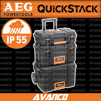 AEG Quickstack Modular Storage 3 Piece Kit Organiser Tool Box Cart AEG ...