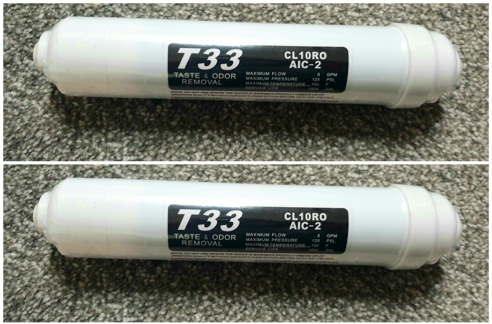2 x T33 Taste & Odor Reduction In-Line Water Filter Cartridge | eBay