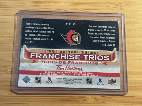 2024-25 Tim Hortons Franchise Trios FT-6 Ottawa Stutzle Tkachuk Giroux ...