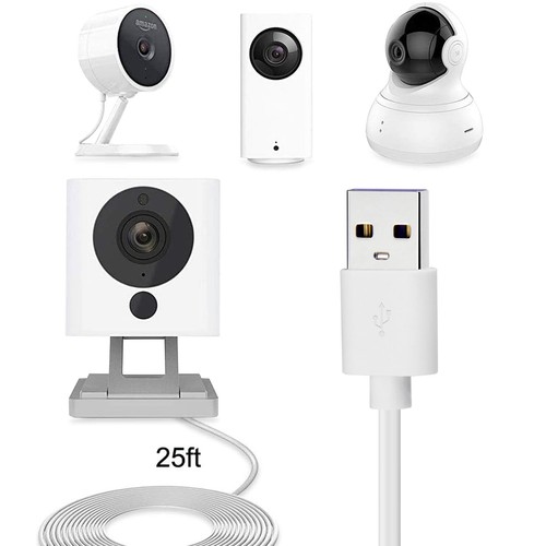 4-Packâ€š Cam Cable 25Ft Micro Usb Extension Cord For Blink Yi Home C ...